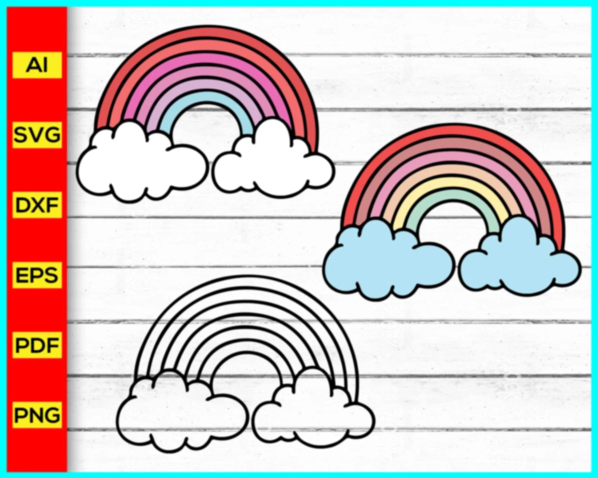 Rainbow SVG Bundle, Cloud, Weather svg, Disney Rainbow Svg, Rainbow Cl ...