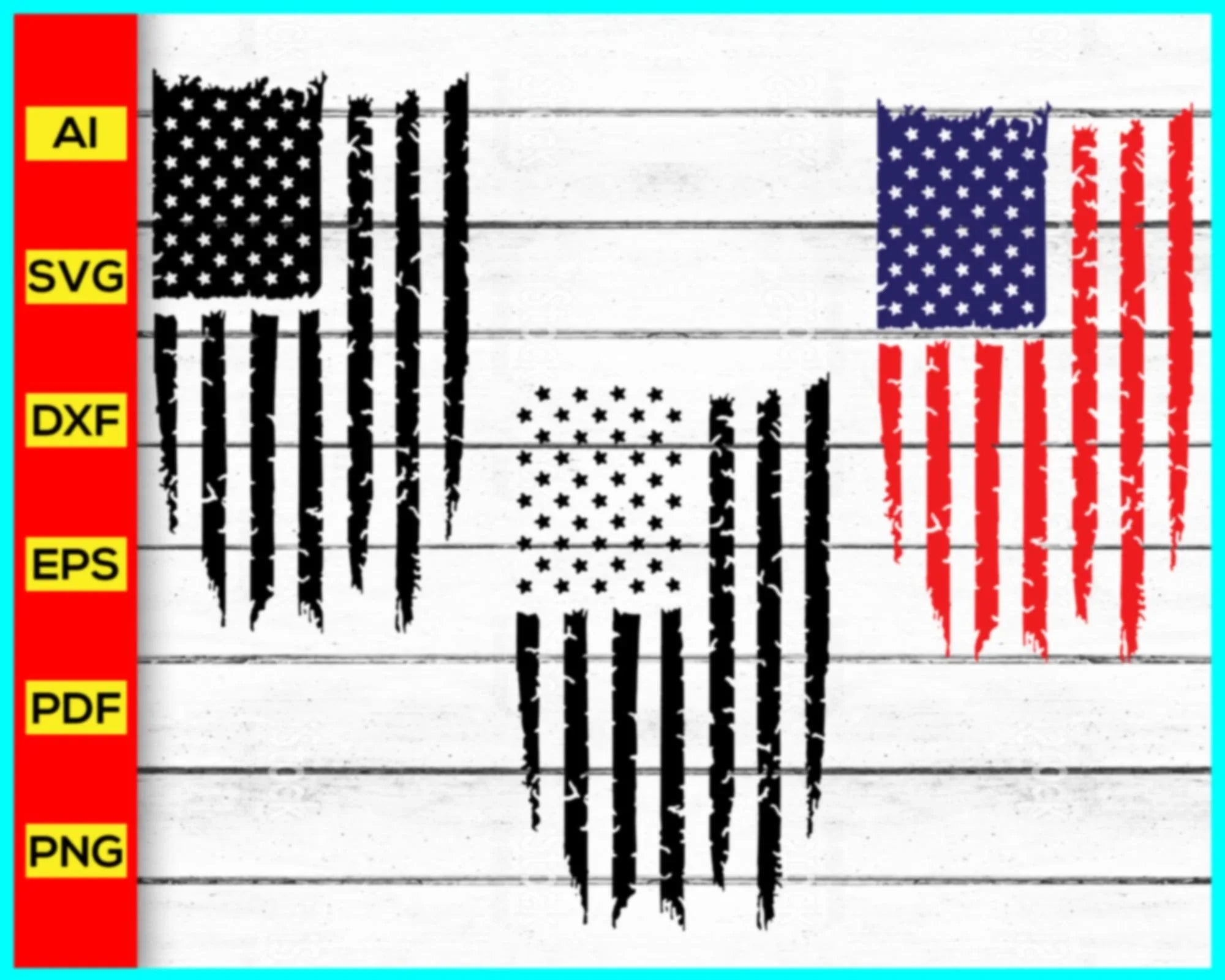 Distressed American Flag Svg, Distressed US Flag Svg, 4th of July Svg ...