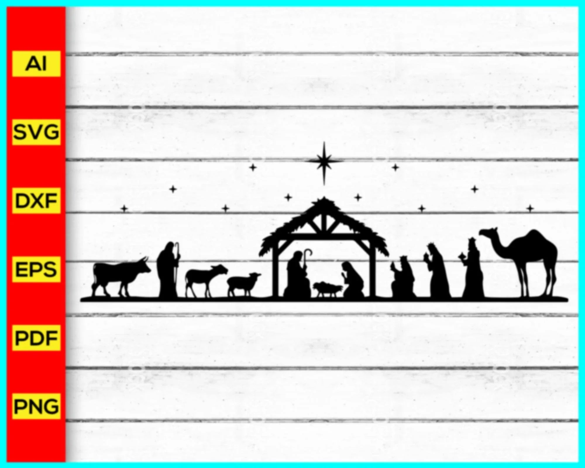 Nativity Manger Scene, Jesus Svg, Faith Svg, Nativity silhouette, Nati ...