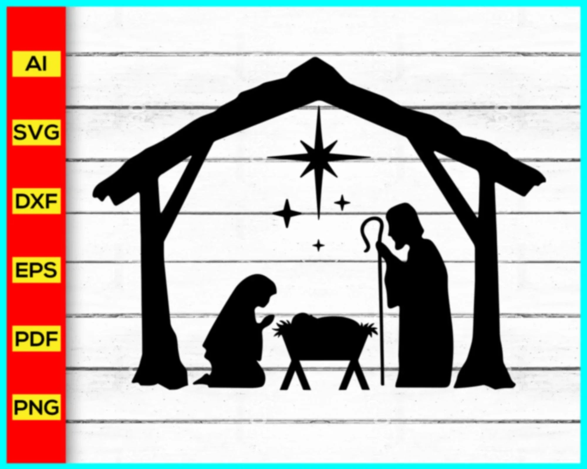 Nativity scene set, Nativity scene decoration, Merry Christmas svg, Ch ...