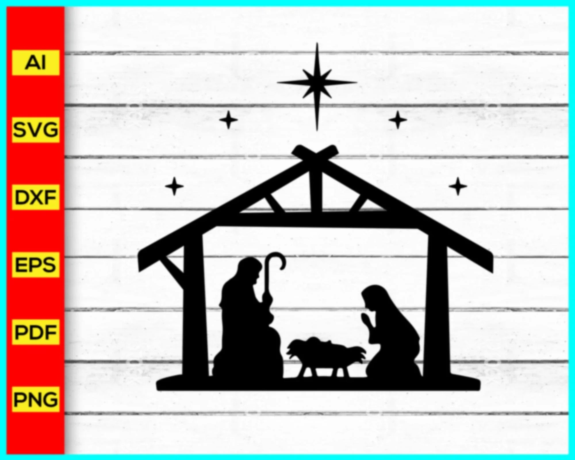 Nativity Manger Scene, Jesus Svg, Faith Svg, Nativity silhouette, Nati ...