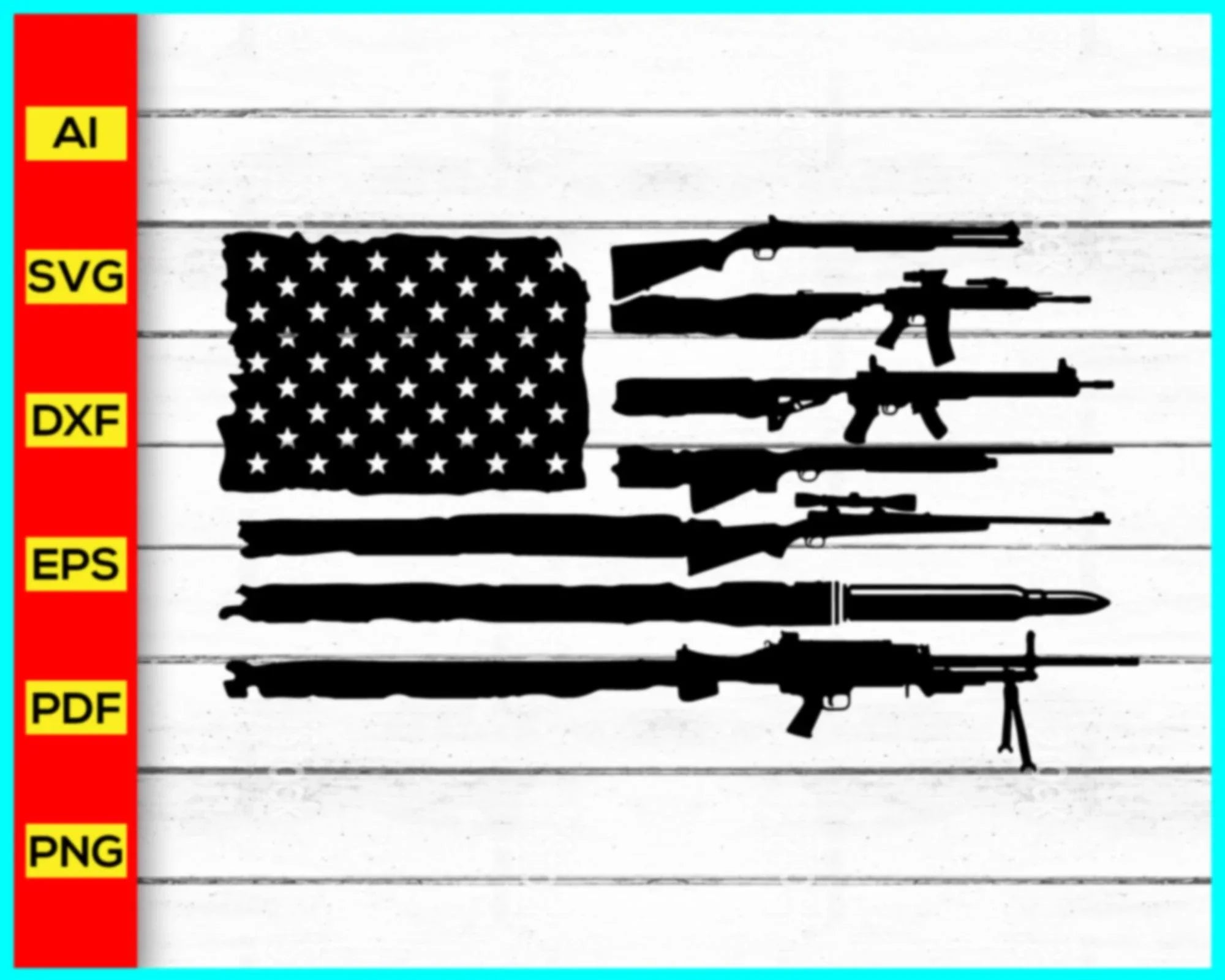 American Gun Flag svg, Rifle flag svg, Guns svg, 2nd Amendment Svg Png ...