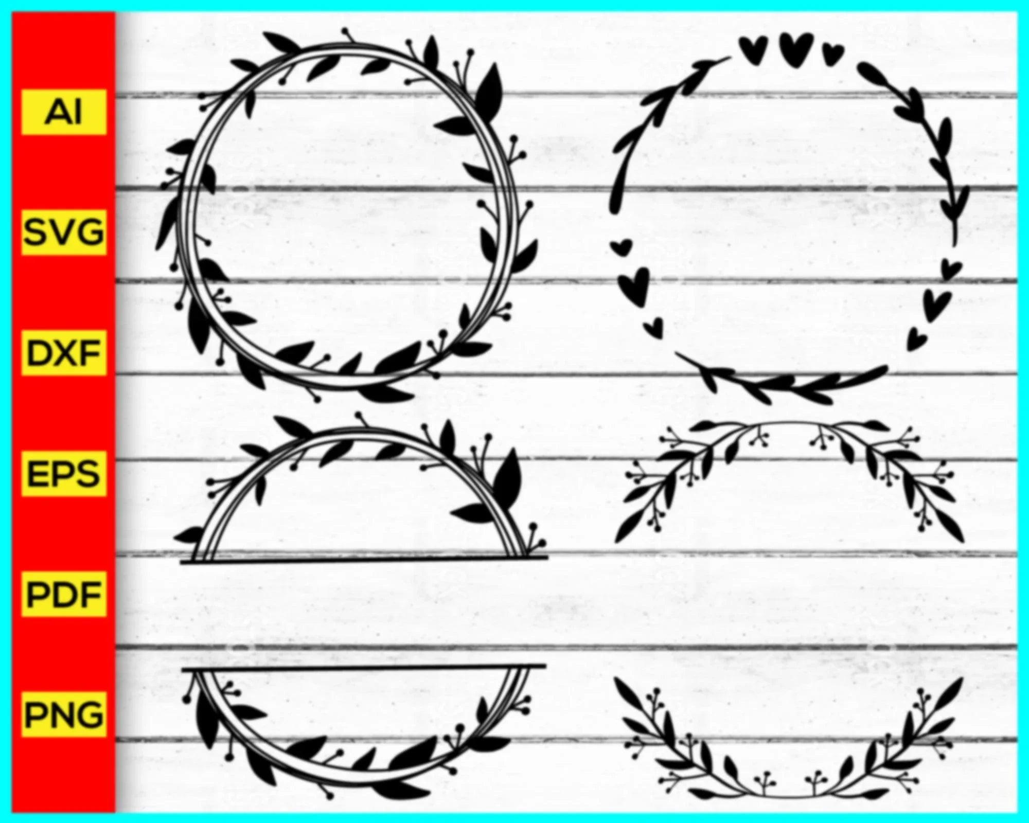 Floral Wreath Svg, Floral Frame Svg, Floral Monogram Svg, Wreath Svg s ...
