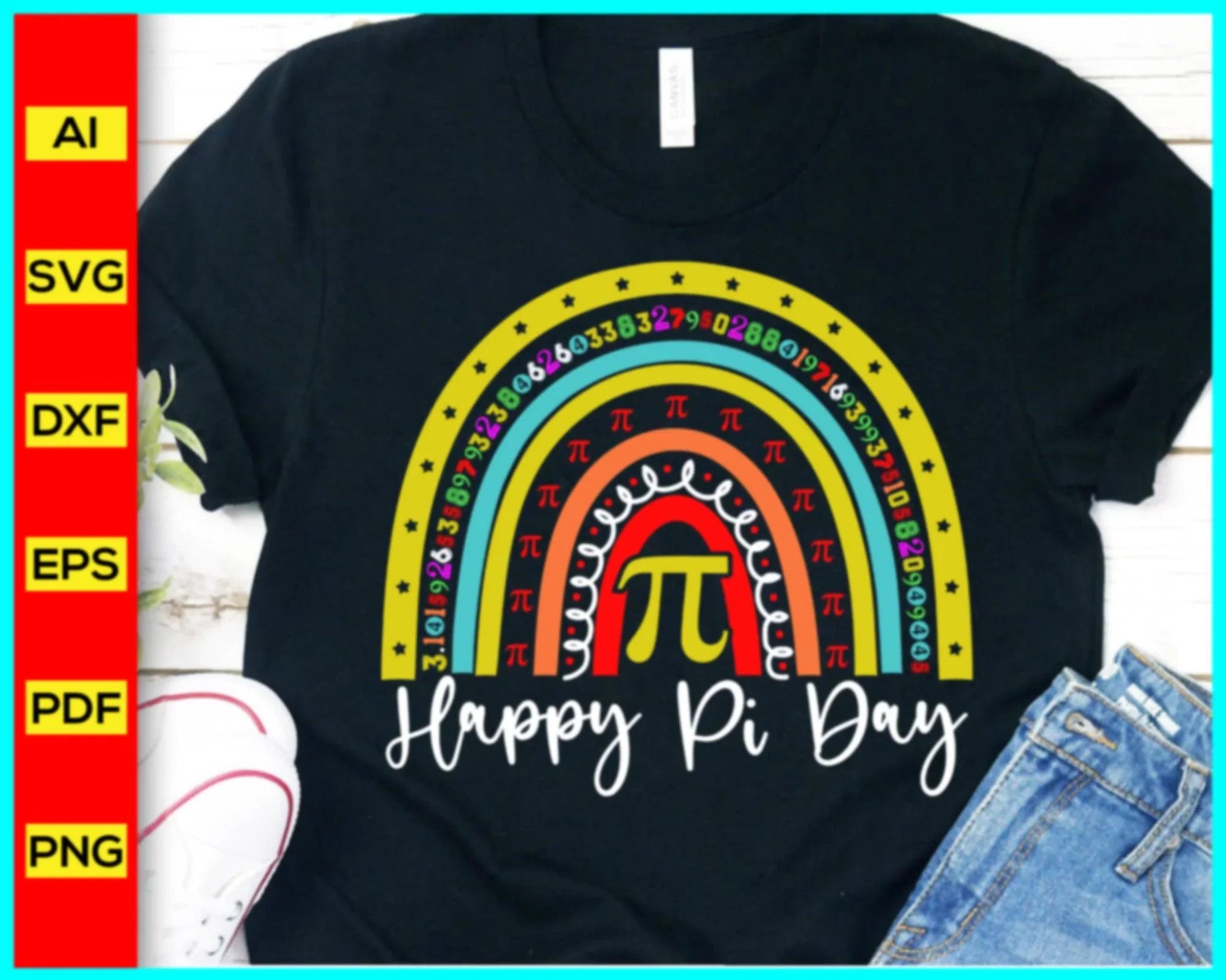 Rainbow Happy Pi Day Svg, Pi Day svg silhouette, Pi Lovers, Mathematic ...